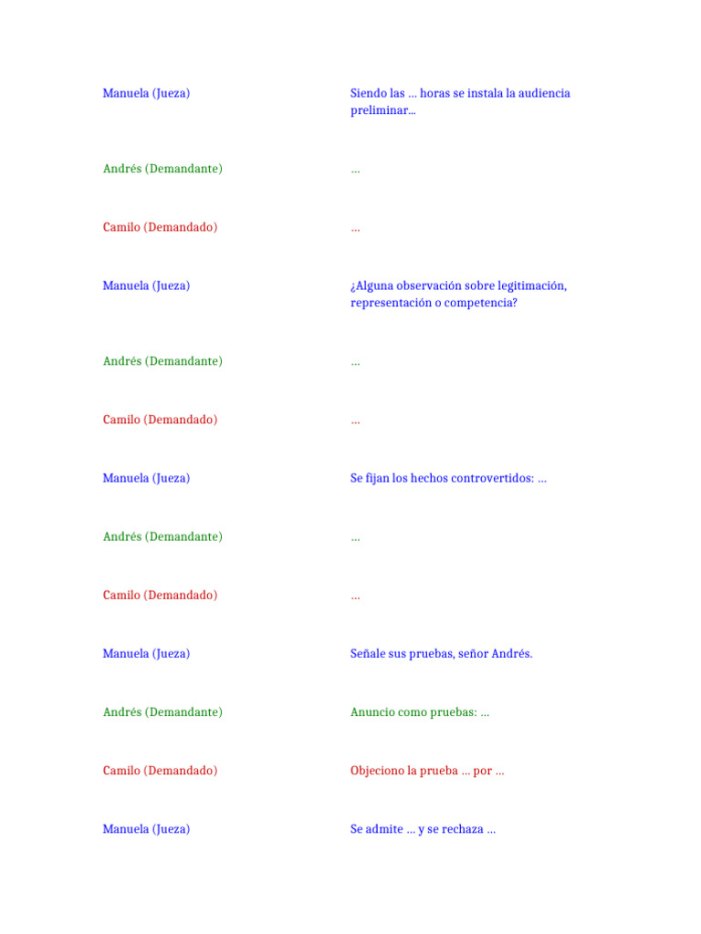 Guion Audiencias Cuadros Colores | PDF