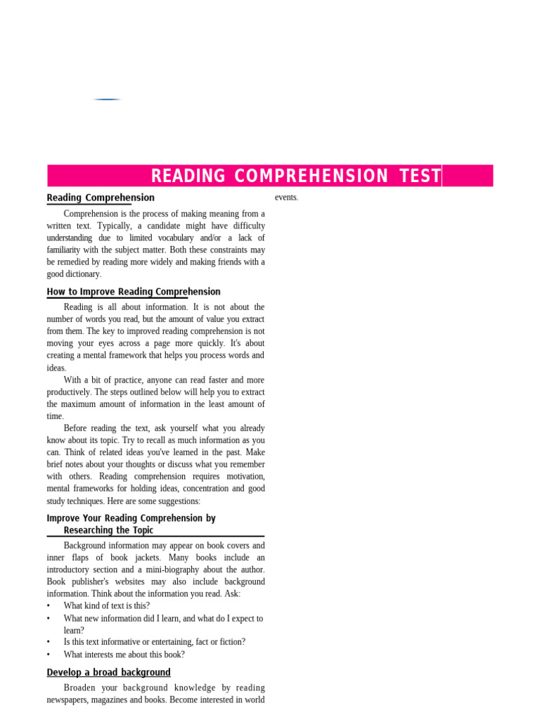 Reading Comprehension Chapter | PDF | Reading Comprehension | Ayurveda