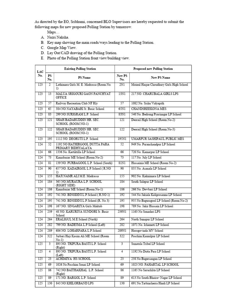 LAC Wise New Polling Station Maps | PDF