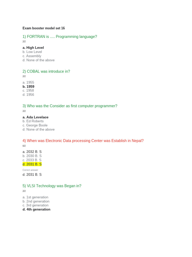 Exam Booster Model Set 16 Imp Fundamental, Ppt and Excel | PDF | Databases | Computer Engineering