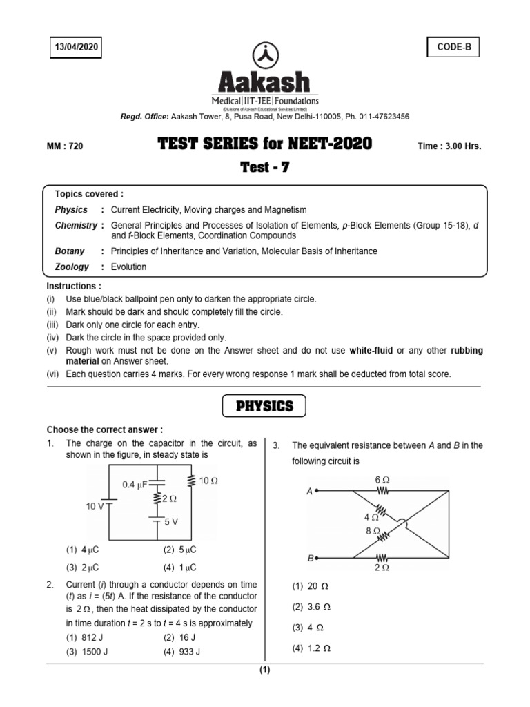 FTS-7(CODE-B)_13-04-2020 | PDF | Dominance (Genetics) | Genotype