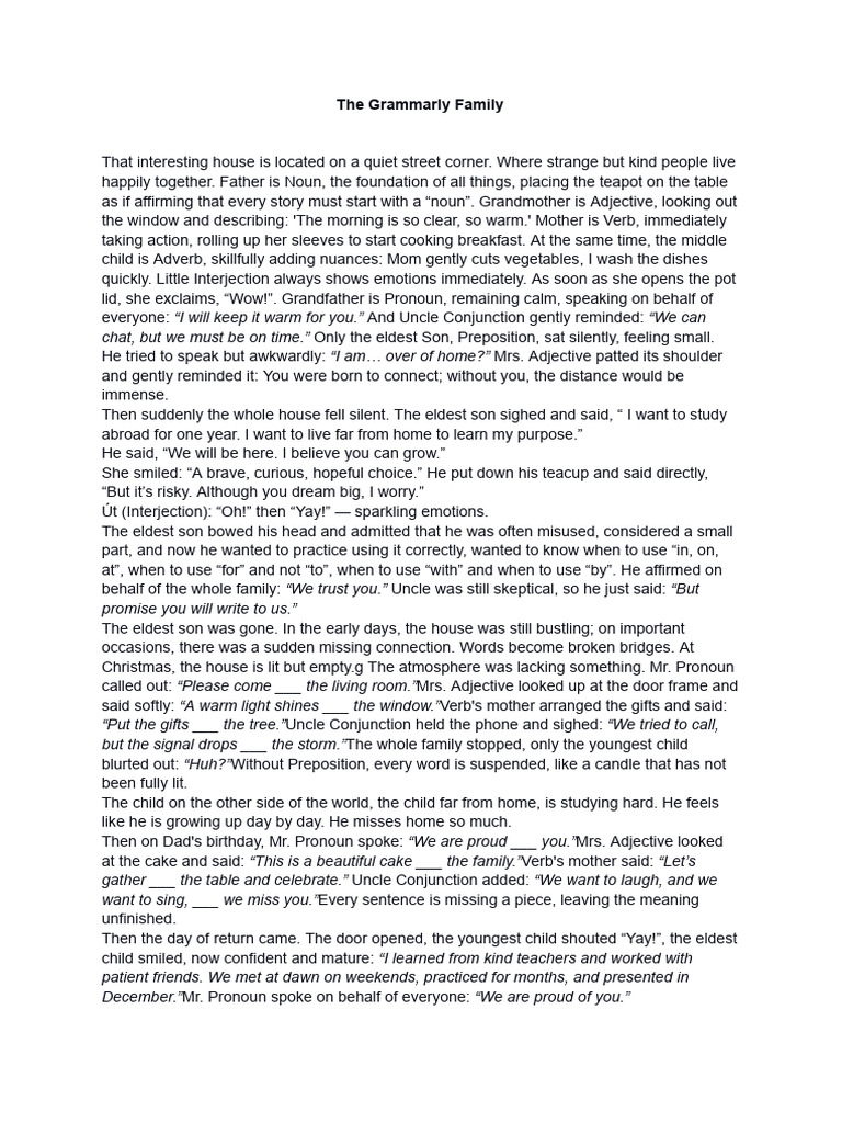 _The Grammarly Family | PDF | Verb | Adverb