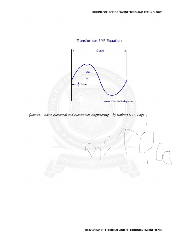Emf Equation of Transformer | PDF | Transformer | Electrodynamics