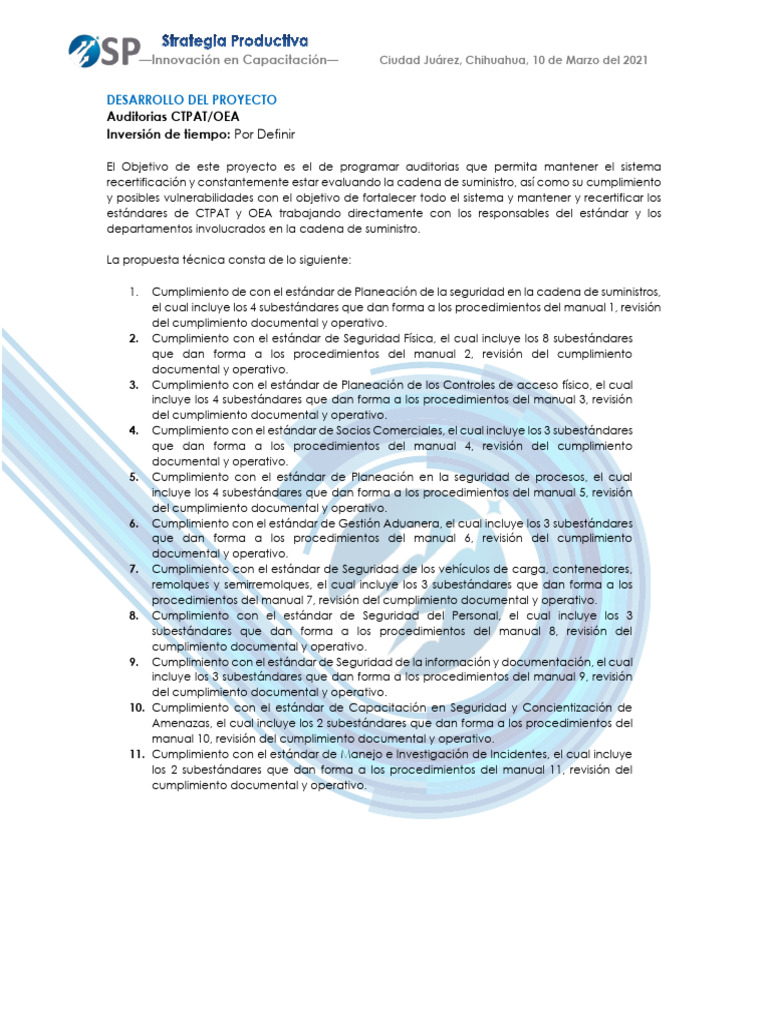 Ficha Tecnica CTPAT-OEA | PDF