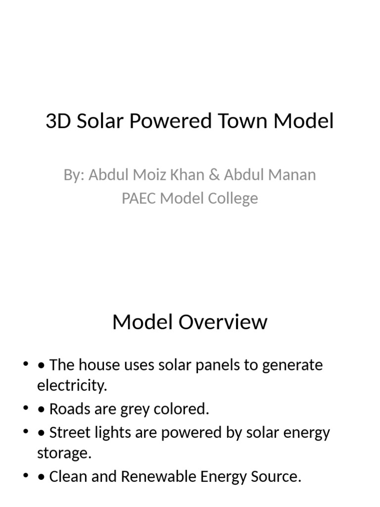 Solar Town Model Final | PDF