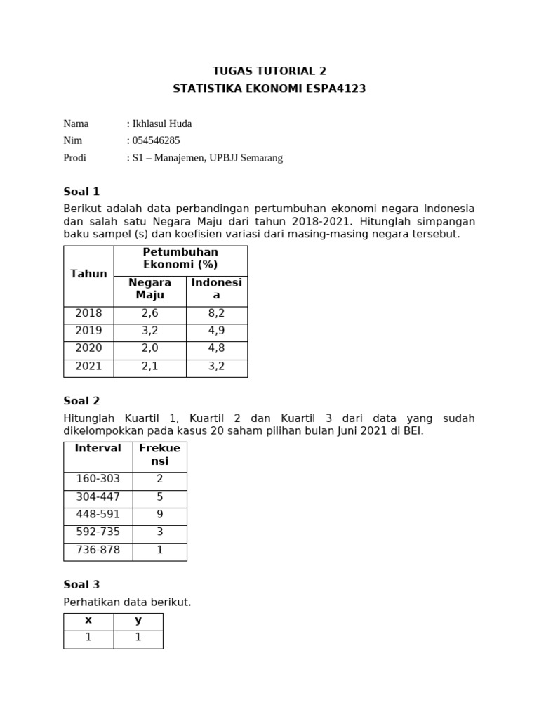Statistika Ekonomi Tugas 2 | PDF