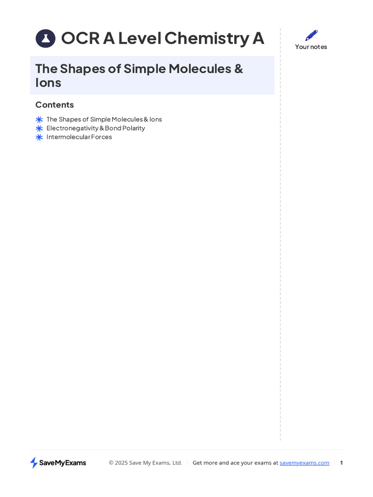 The Shapes of Simple Molecules & Ions | PDF | Chemical Polarity ...