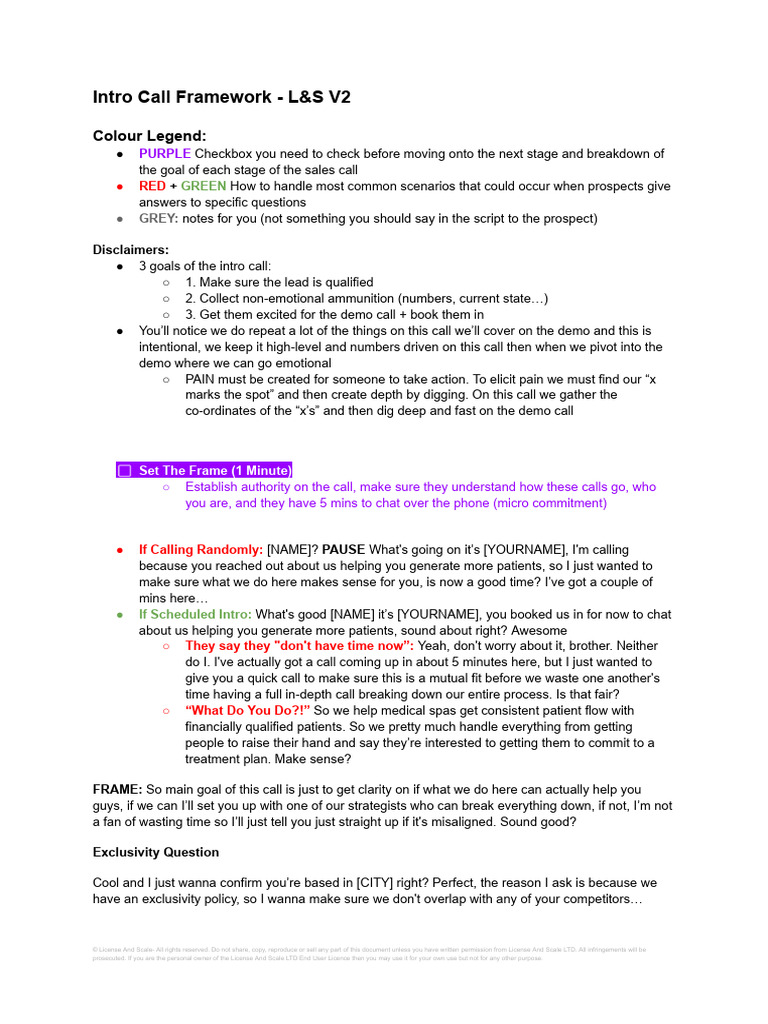 Intro Call Framework V2 - L&S | PDF