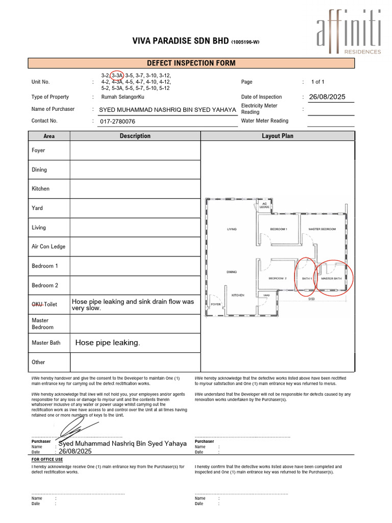 RSK Defect Form 26082025 | PDF | Building Technology | Building Engineering