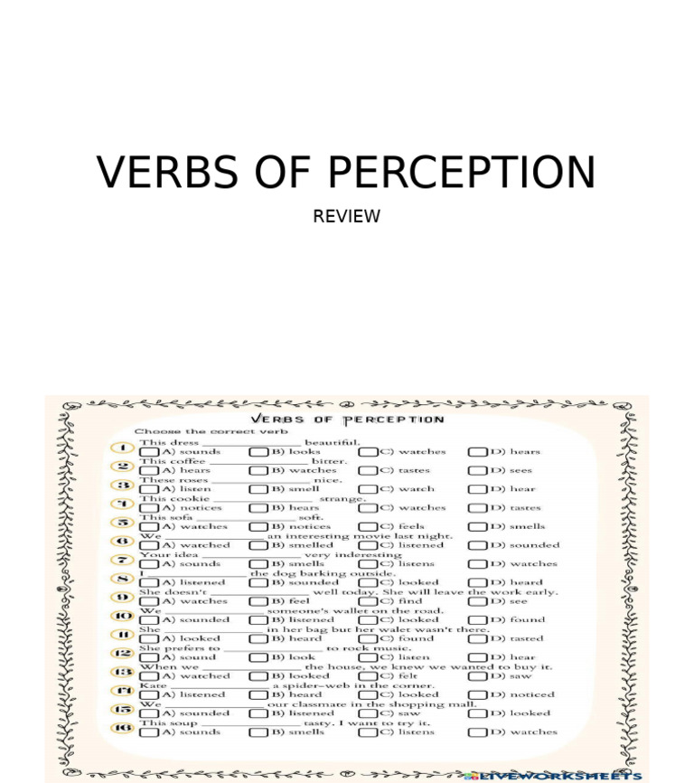 Verbs Perception - Review - Materi - Bahasa Inggris - Kelas 8 | PDF