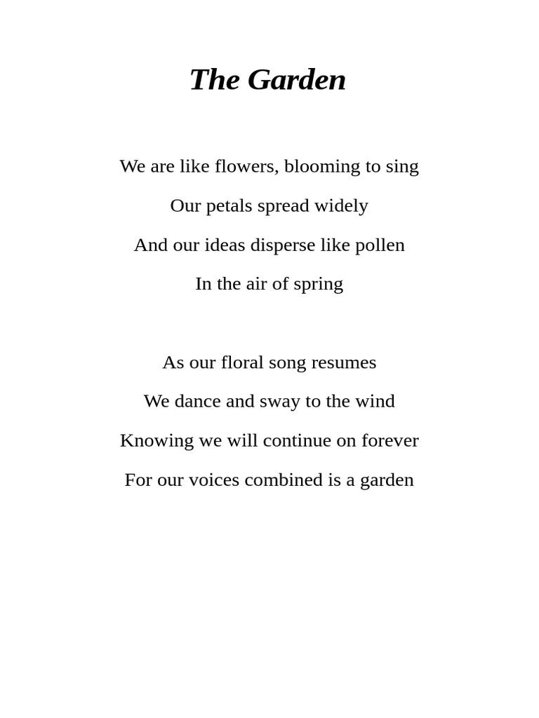 The Garden: A Poetic Celebration of Life | PDF