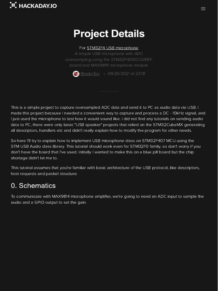 STM32F4 USB Microphone _ Details _ Hackaday | PDF