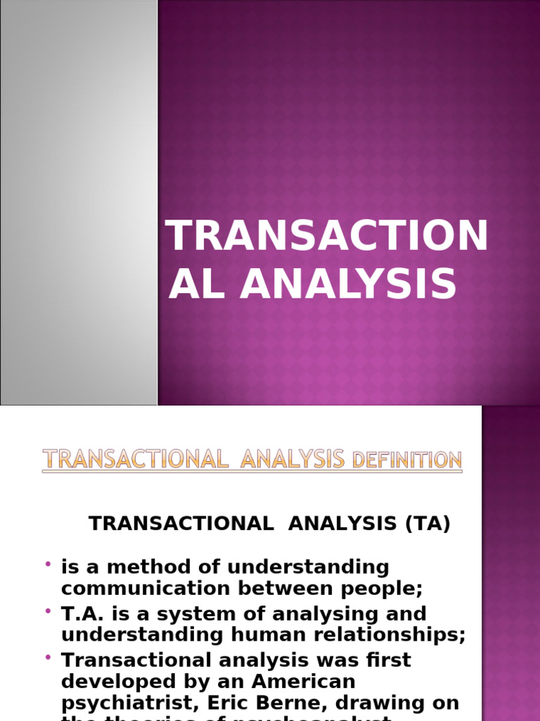 Transactional Analysis | PDF | Psychology | Behavioural Sciences