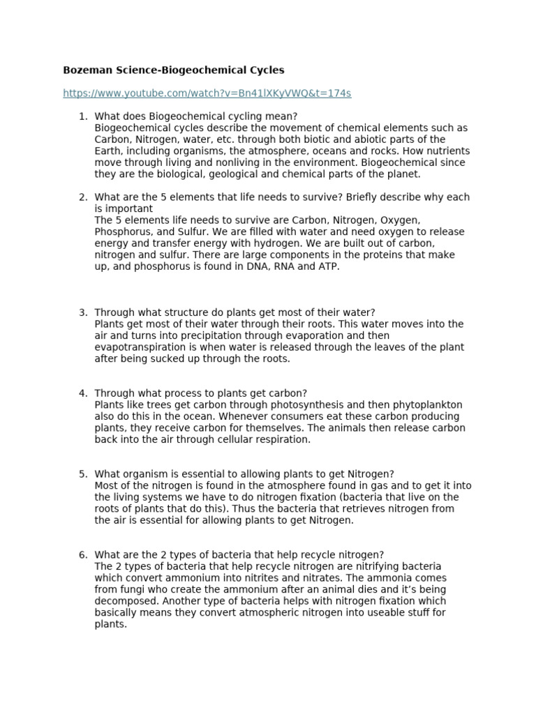 Biogeochemical Cycles | PDF | Nitrogen | Earth Sciences