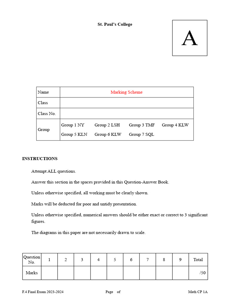 2324 F4 T2 Paper 1 Section AMS | PDF | Mathematics | Geometry