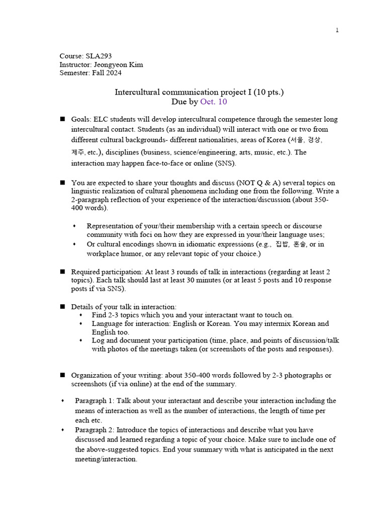 00 ELC IC Project Assignment(1) | PDF | Human Communication | Communication
