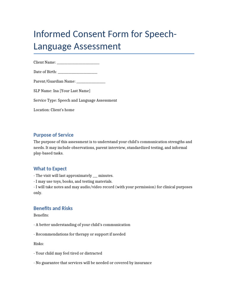Informed Consent Form SLP | PDF
