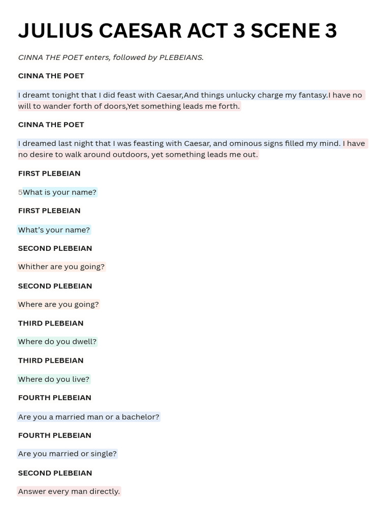 JULIUS CAESAR ACT 3 SCENE 3 | PDF | Ancient Romans | Roman Republic