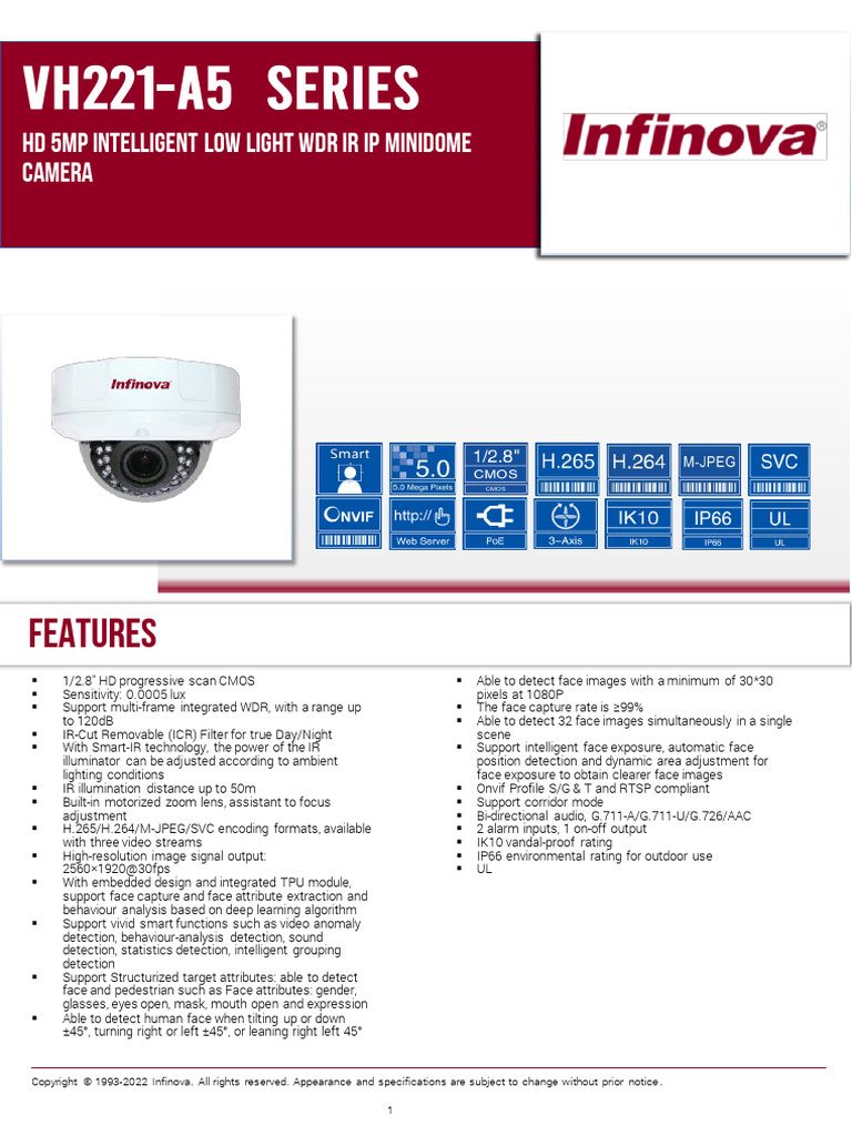 Infinova 5MP Intelligent IP Camera | PDF | Camera | Camera Lens