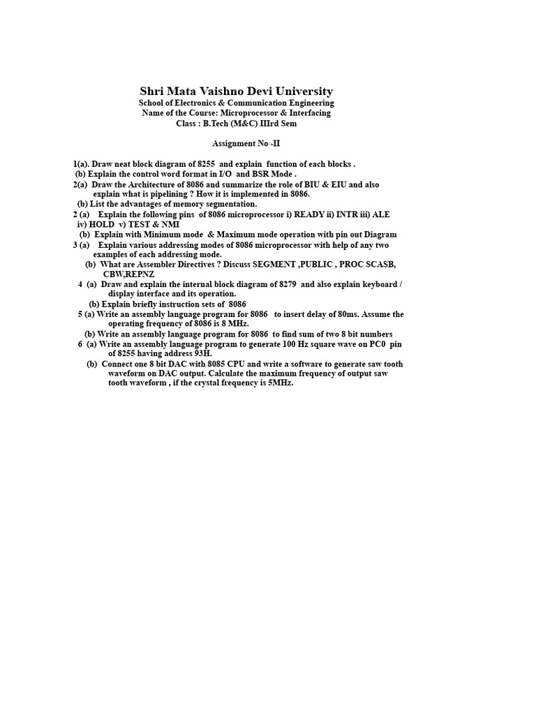Microprocessor & Interfacing Assignment | PDF