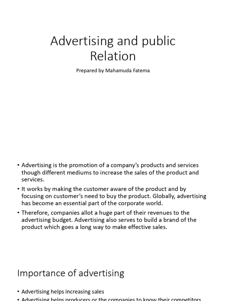 Advertising and Public Relation | PDF | Advertising | Target Audience