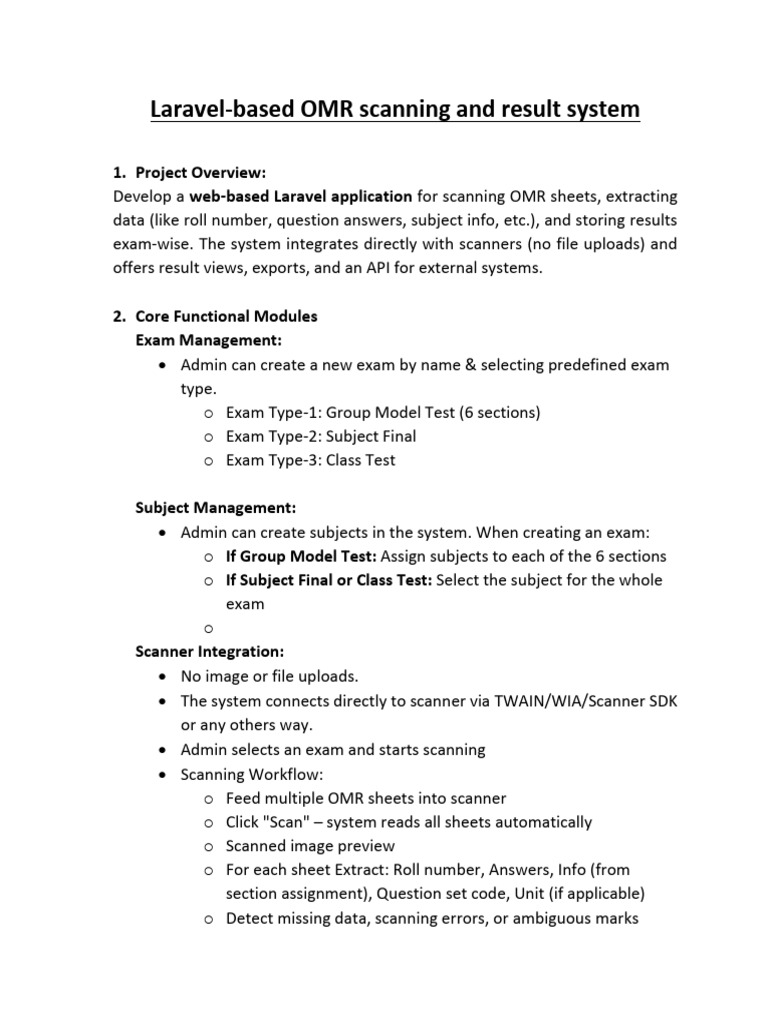 OMR Scanning & Result Management System Requirements | PDF | Image ...
