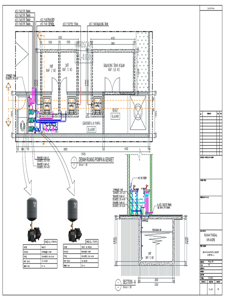 Denah r.pompa & Section | PDF
