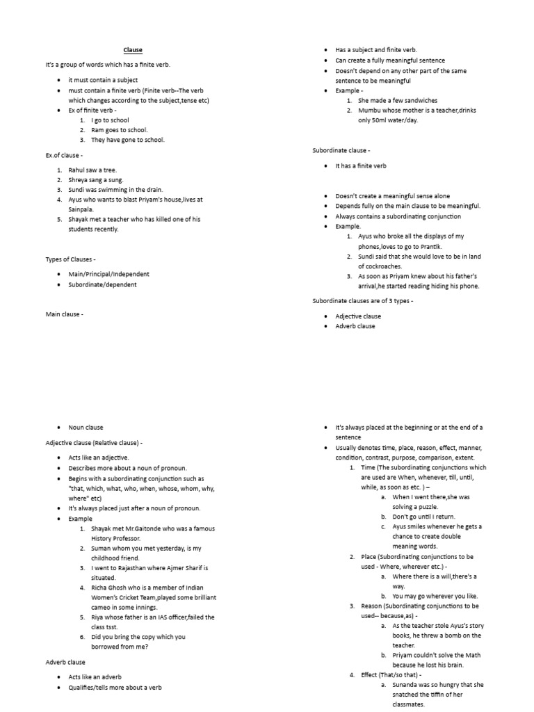 Clause | PDF | Clause | Verb