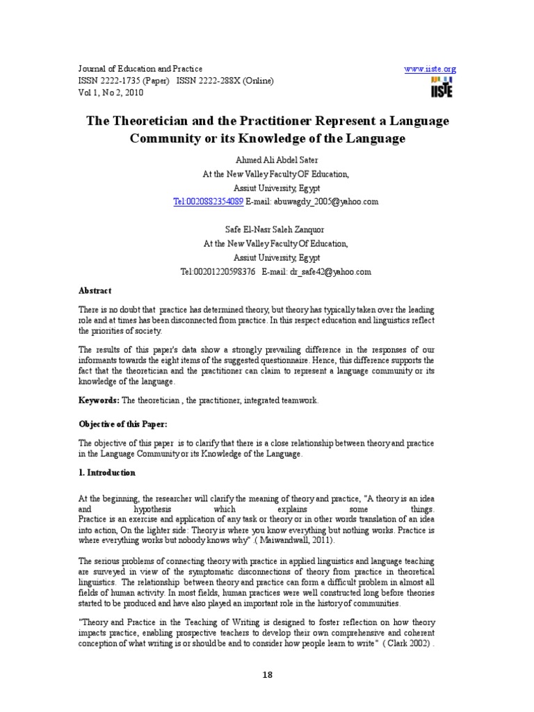 (18-27) The Theoretician and The Practitioner Represent A Language ...