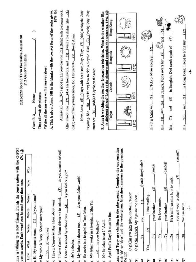 Primary Two General English Examination | PDF