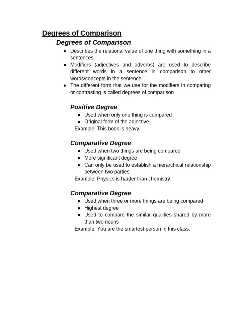 Degrees of Comparison | PDF