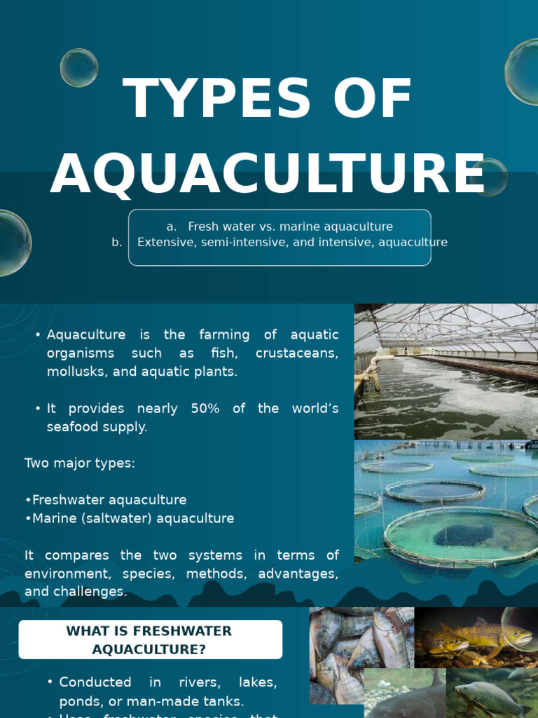 Freshwater vs. Marine Aquaculture Types | PDF | Aquaculture | Natural ...