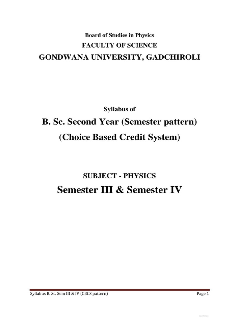 BSC Physics Sem III & IV Cbcs | PDF