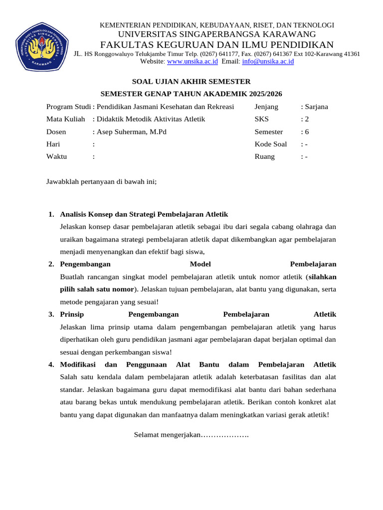 Atletik Rijal Aryadi Mandiri | PDF