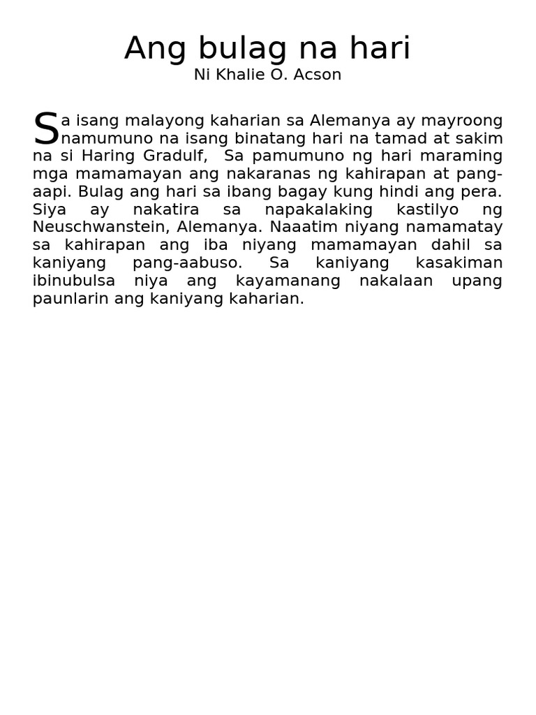 Ang Bulag Na Hari | PDF