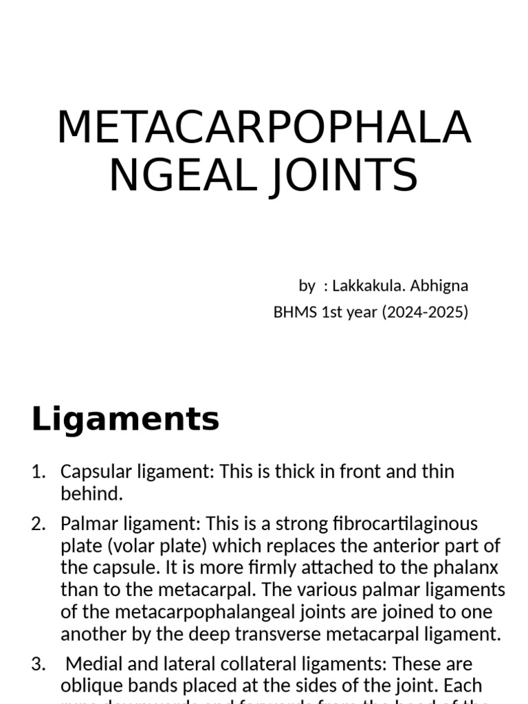 Metacarpophalangeal Joints | PDF