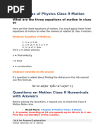Class9 Physics Motion 50 Numericals | PDF