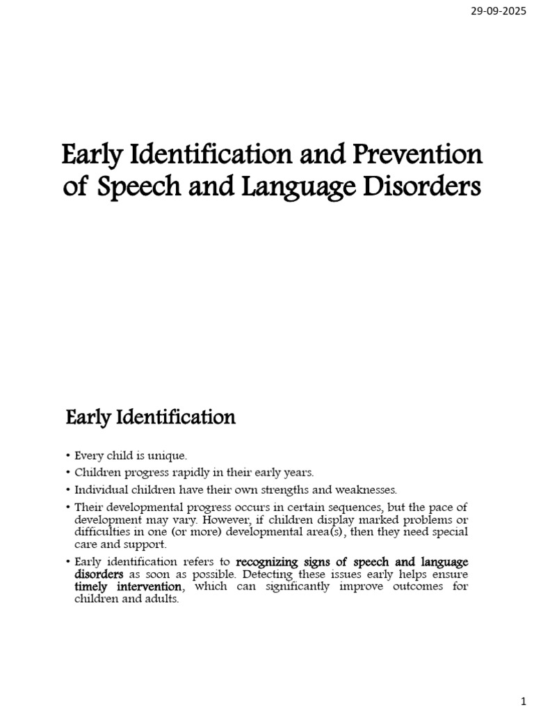 Early Identification of Speech Disorders | PDF | Preventive Healthcare ...