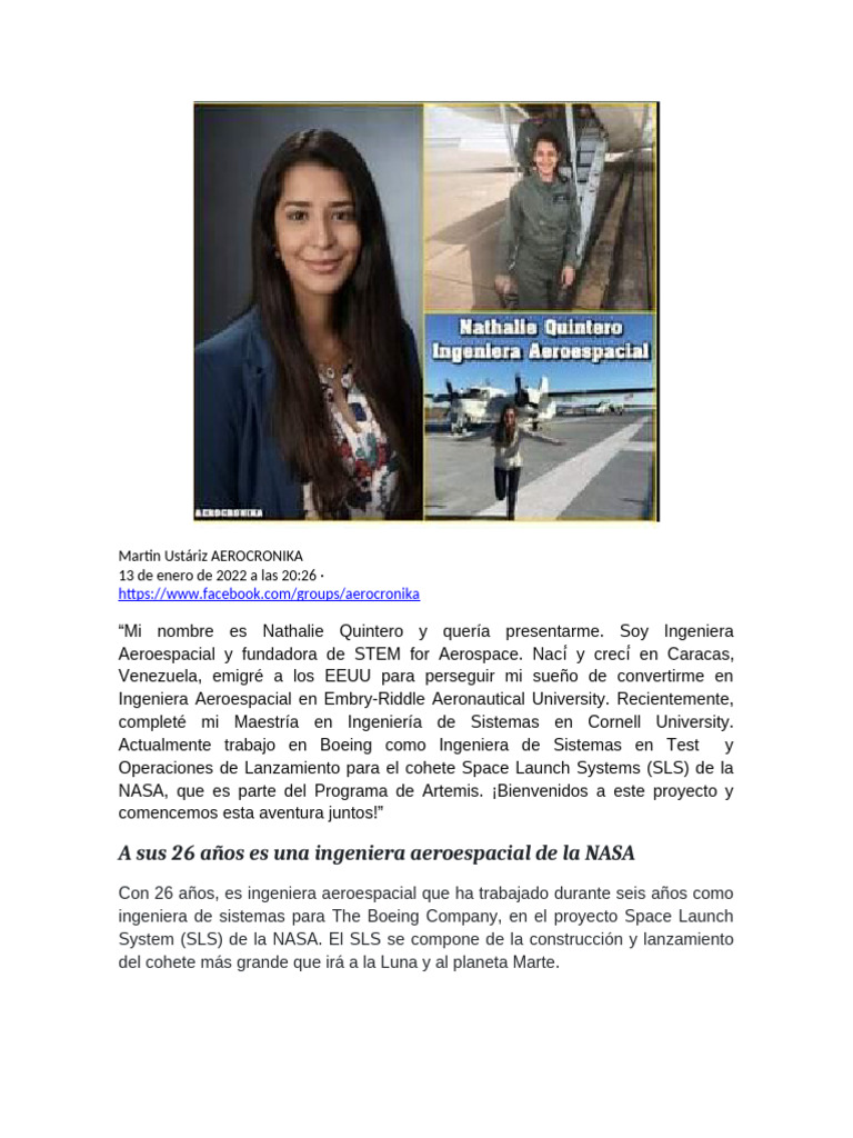 Nathalie Quintero | PDF | Nasa | Sistema de lanzamiento espacial