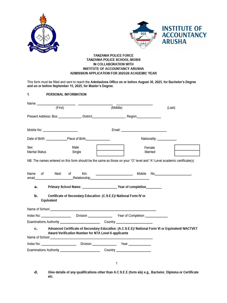 TPS Application Form 2025 2026 | PDF | Academic Certificate | Academic ...