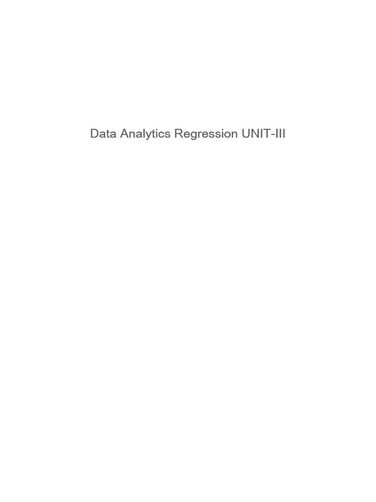 Data Analytics Regression Unit III | PDF | Regression Analysis ...