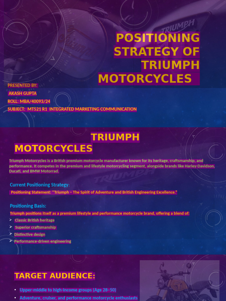 Triumph Motorcycles Positioning Strategy | PDF | Brand | Motorcycle