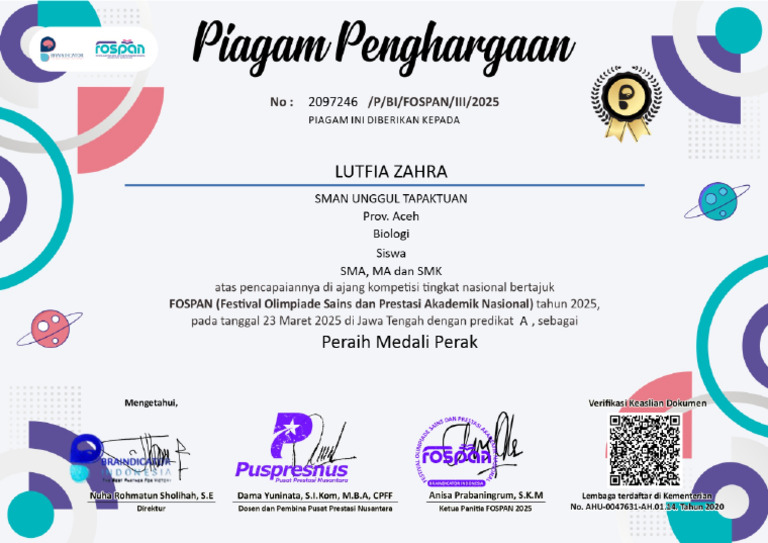 Piag - Biologi - FOSPAN 2025 | PDF