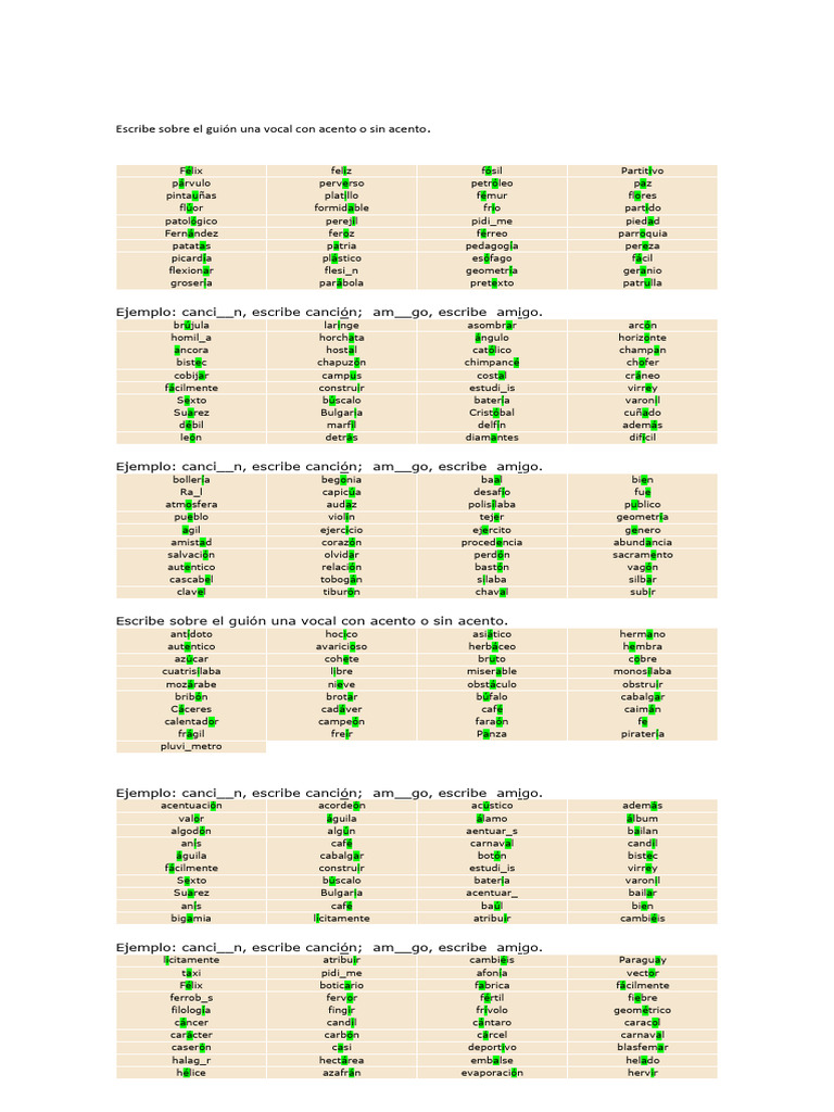 EJERCICIO COMPLETO ACENTUACIÓN (1) | PDF