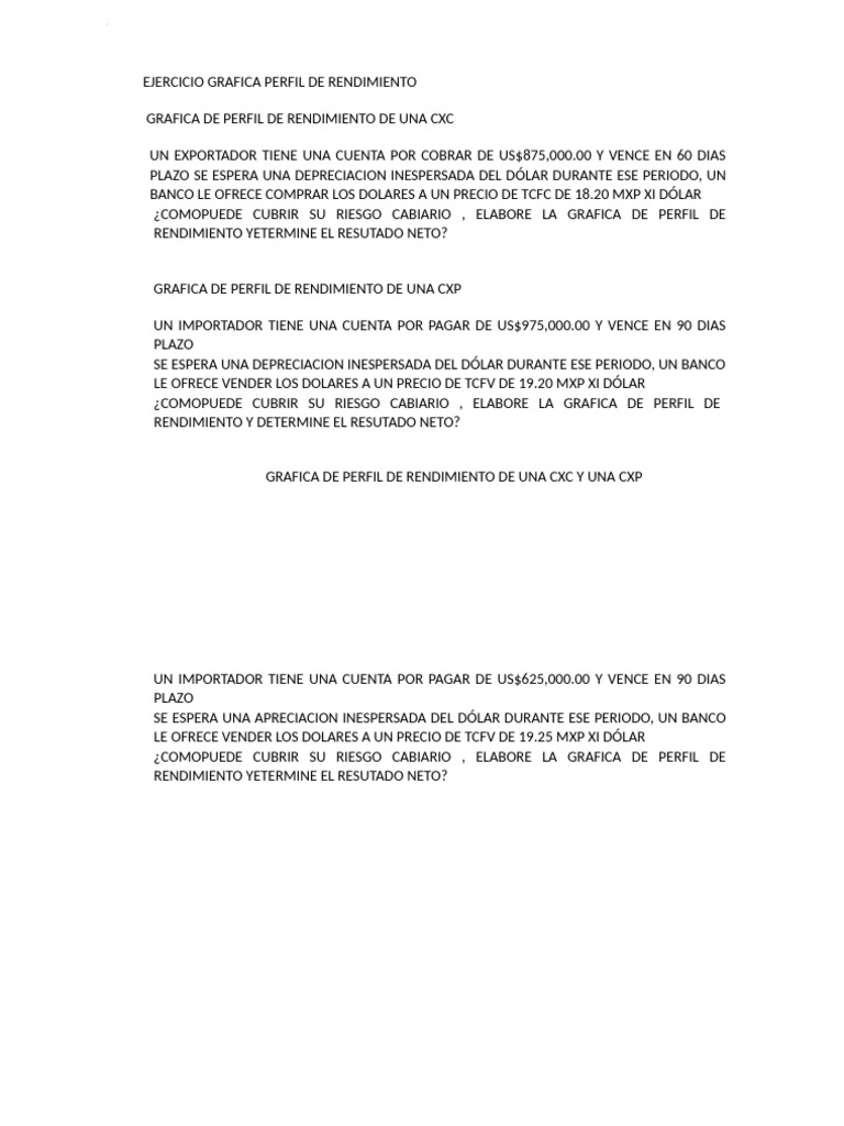 Ejercicio de Gráfica de Perfil de Rendimiento de CXP y CXC | PDF