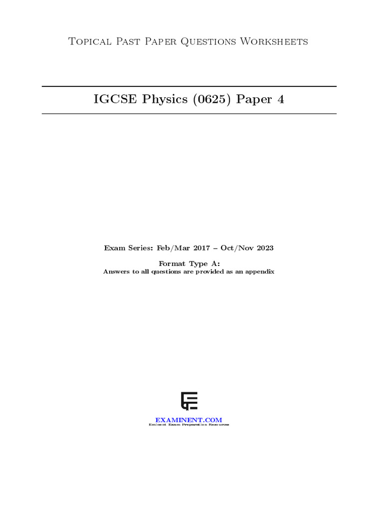 IGCSE Physics Past Paper Worksheets | PDF | Heat | Matter