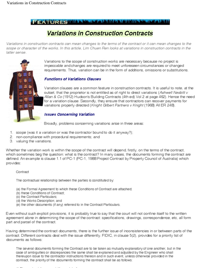 Variation in Construction Contracts | Download Free PDF | Architect ...