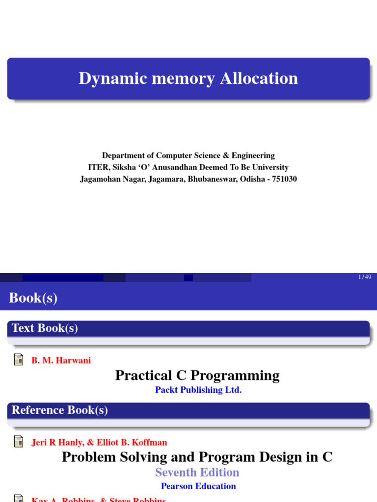 Dynamic Memory Allocation in C | PDF | Pointer (Computer Programming ...