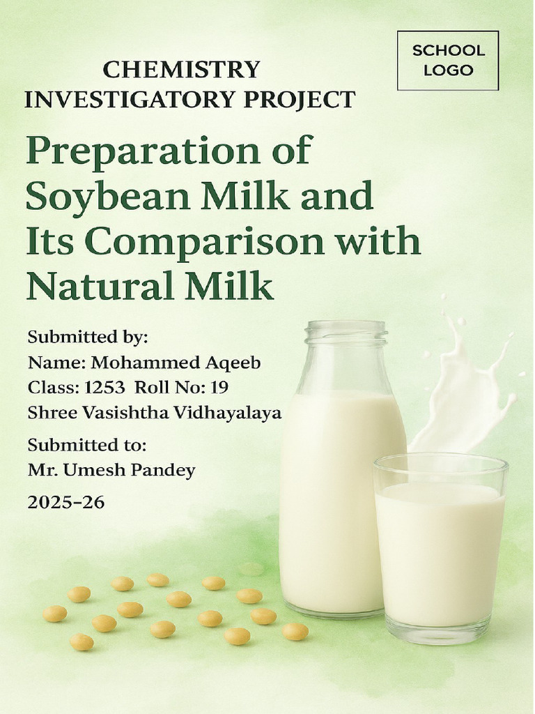 Soy Milk vs. Natural Milk Project Report | PDF | Soy Milk | Milk