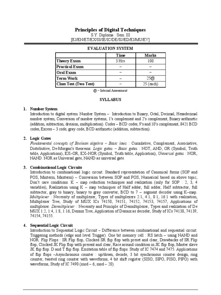 Principles of Digital Techniques | PDF | Logic Gate | Cmos